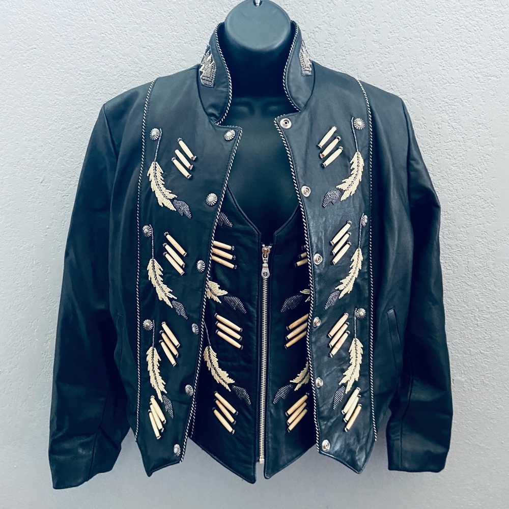 Tribe America Vintage Leather Jacket & Vest - 8 - Gem